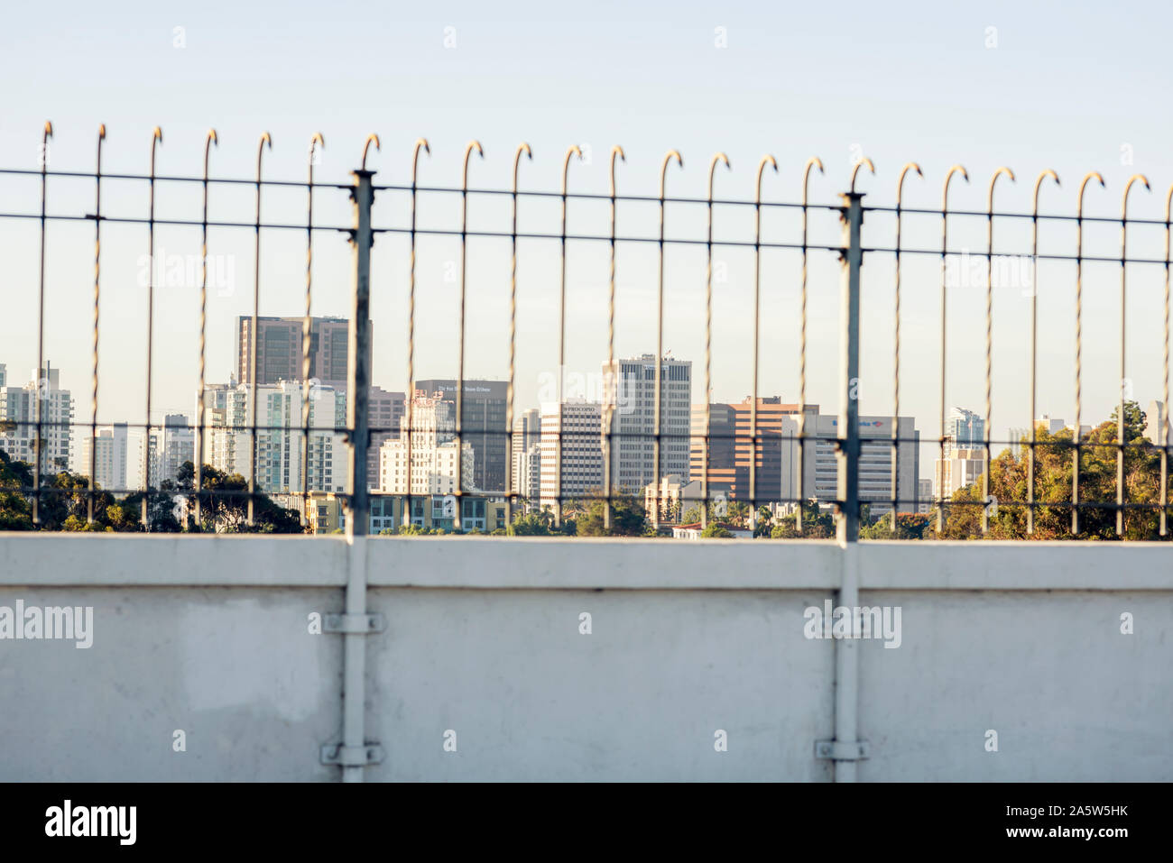 The San Diego Skyline viewed from the Cabrillo Bridge. Balboa Park, San ...