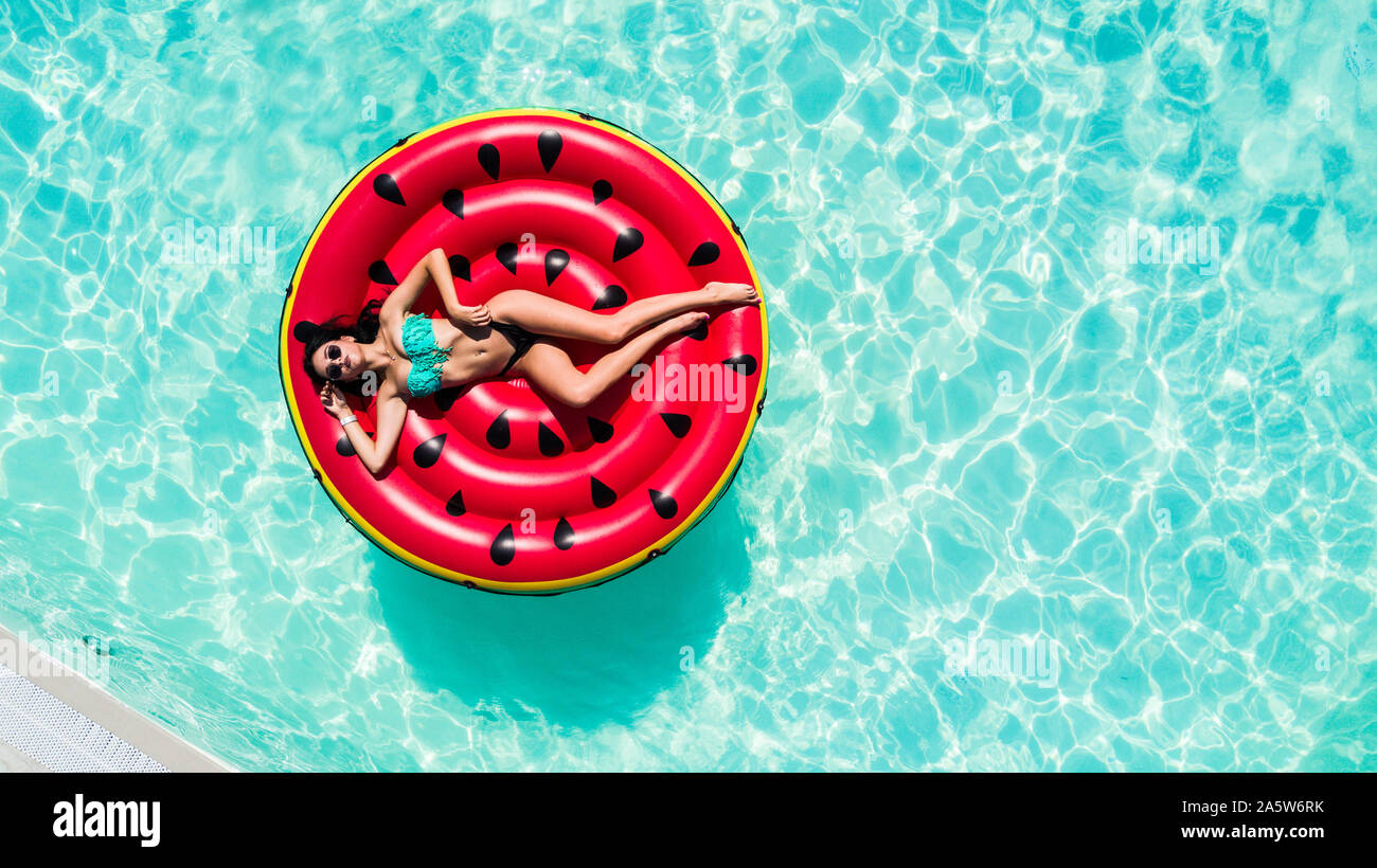 Woman Wearing Bikini Sitting Float High Resolution Stock Photography ...