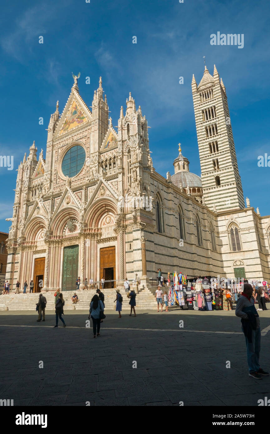 Siena / Italy-September 21 2019: Panoramic view of exterior of Siena ...