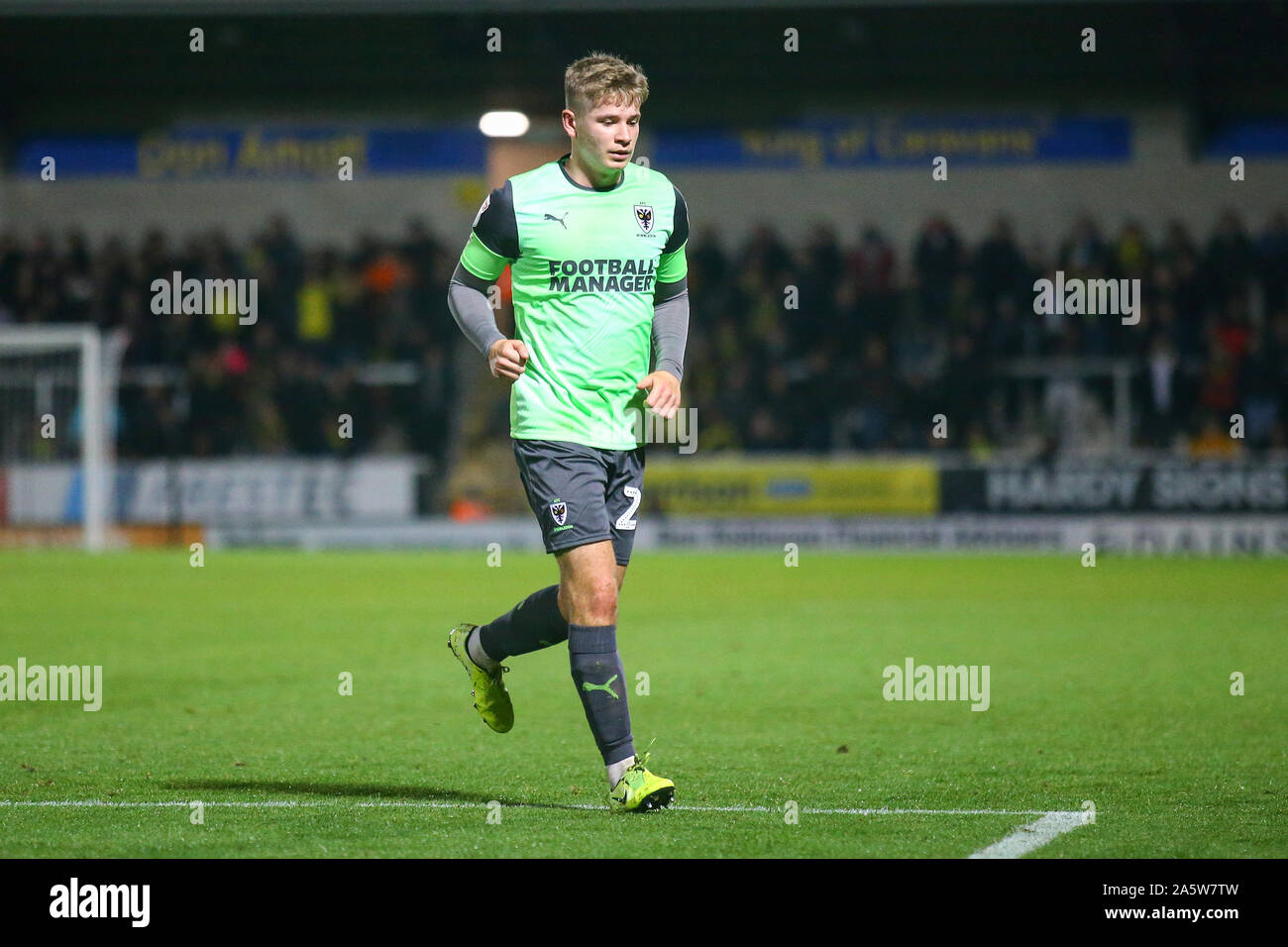 Burton Upon Trent, UK. 22nd Oct, 2019. Max Sanders of AFC Wimbledon (23 ...