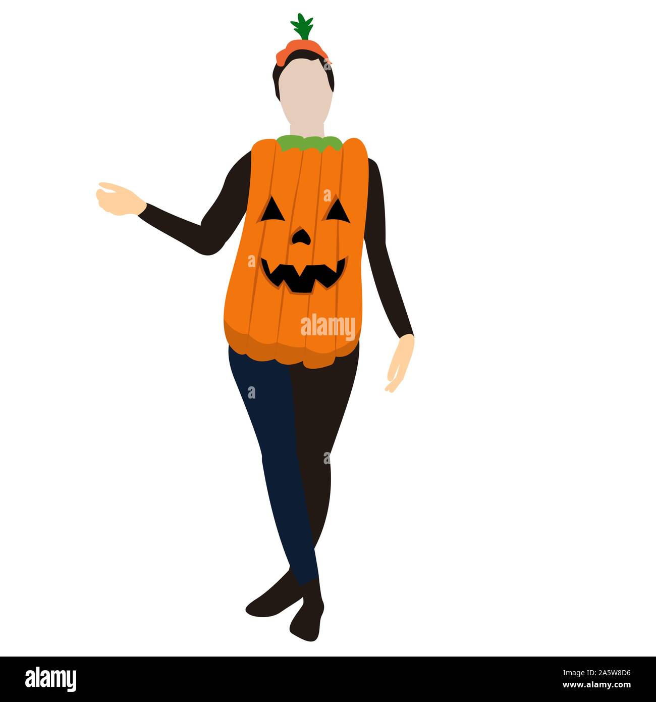 Pumpkin halloween costume. Women halloween costume - Vector Stock ...