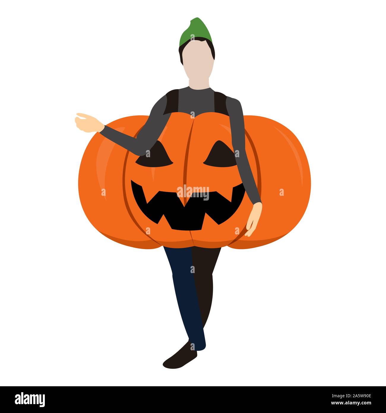 Pumpkin halloween costume. Women halloween costume - Vector Stock ...