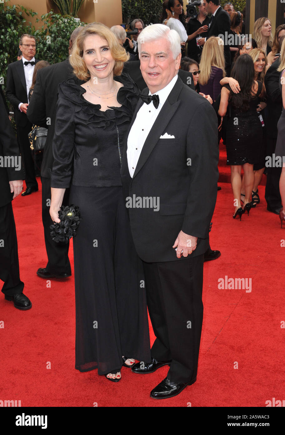 LOS ANGELES, CA. January 15, 2012: Chris Dodd & wife at the 69th Golden ...