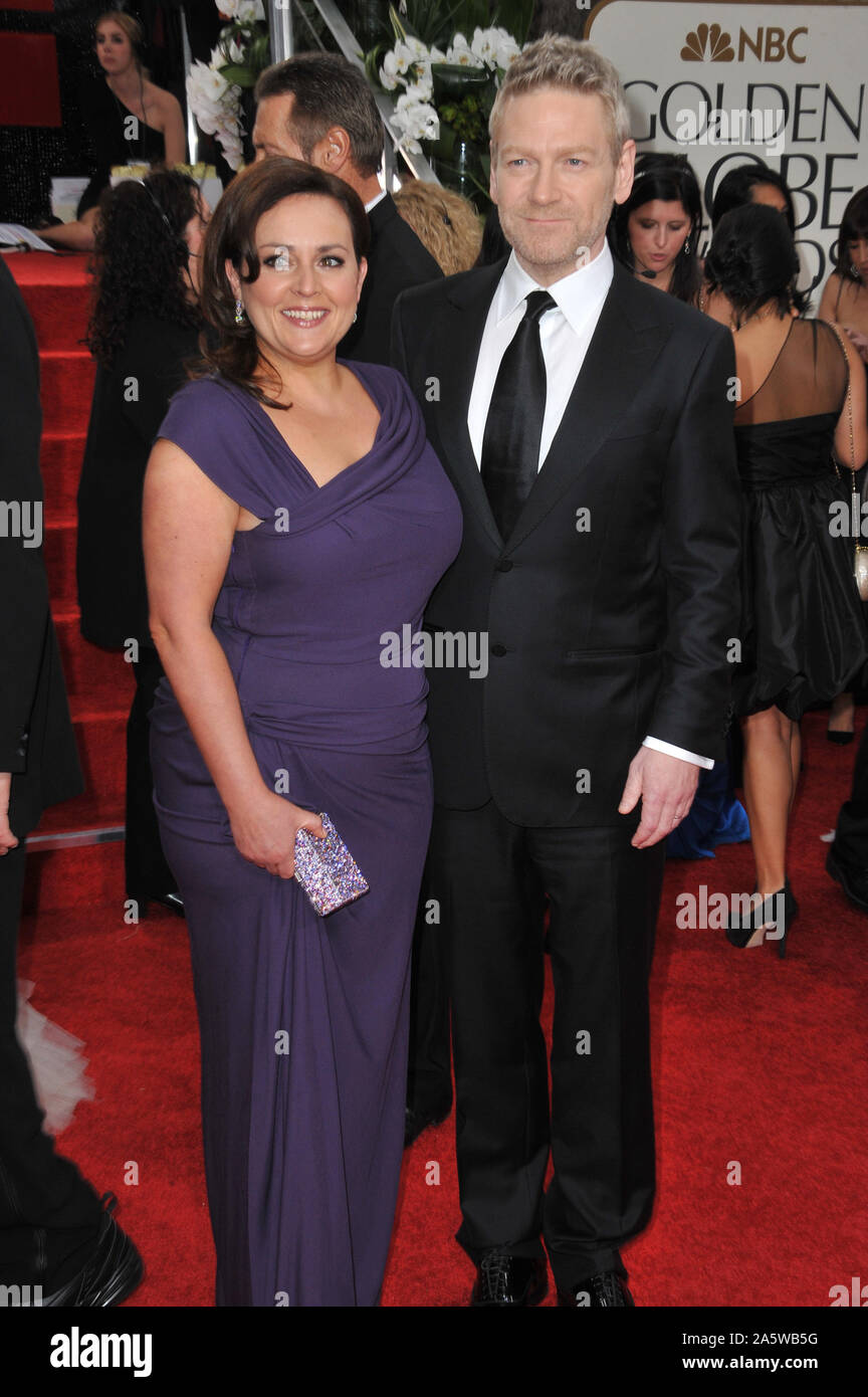 LOS ANGELES, CA. January 15, 2012: Kenneth Branagh & wife at the 69th ...