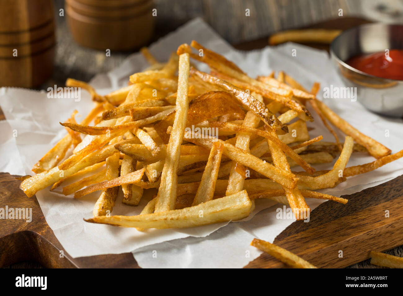 Homemade Shoestring French Fries with Sea Salt Stock Photo - Alamy