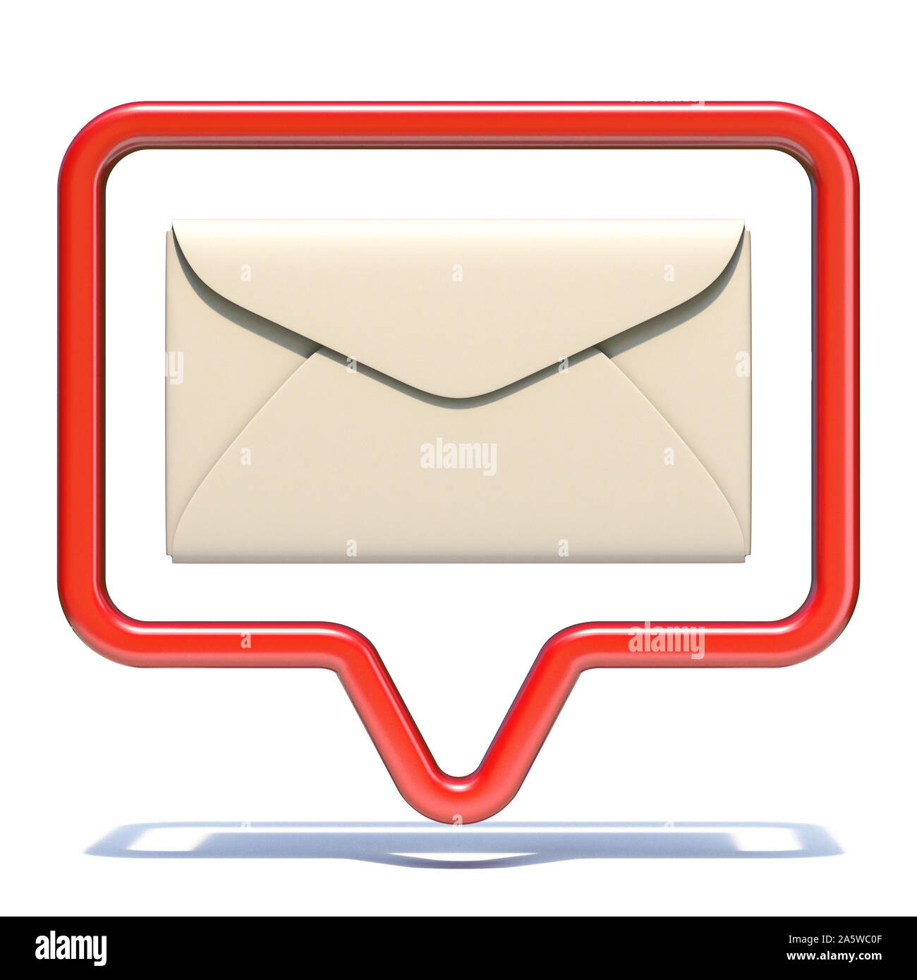 Notification icon with envelope 3D render illustration isolated on ...