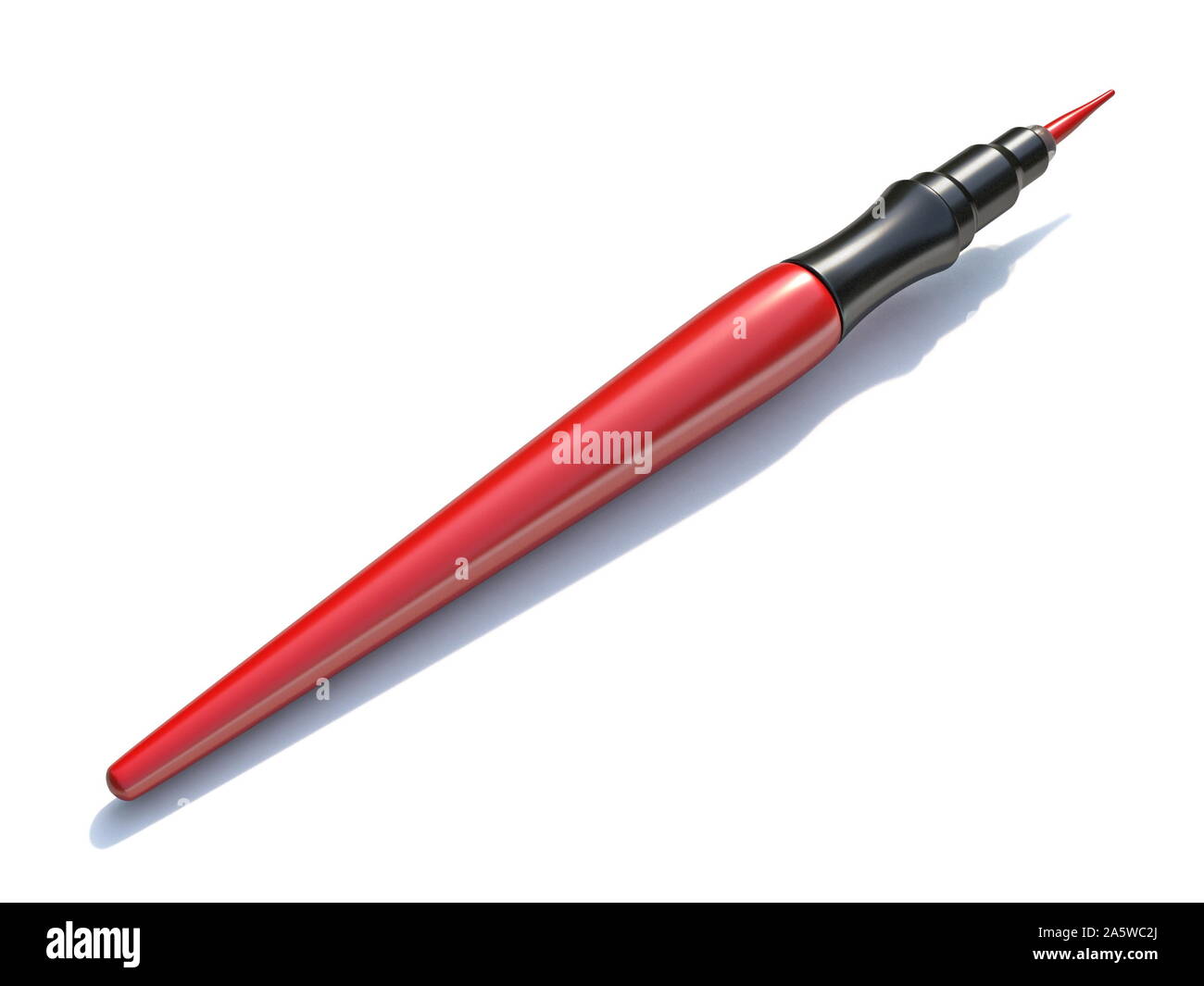 Red brush marker 3D render illustration isolated on white background ...