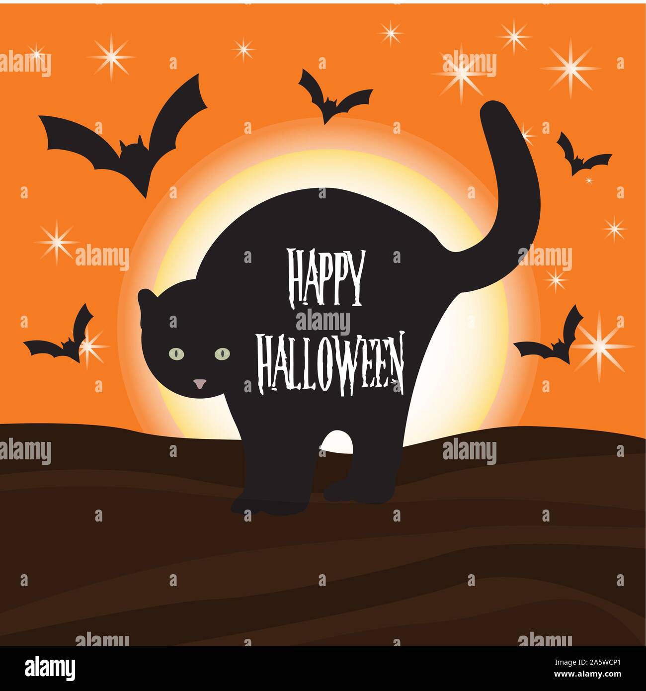 Happy halloween. Spooky landscape background - Vector illustration ...