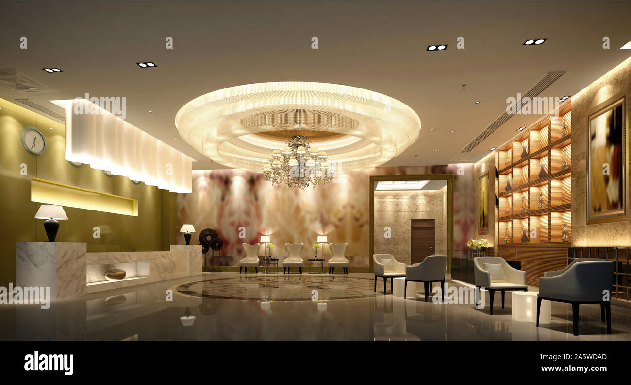 3d render of hotel lobby interior Stock Photo - Alamy