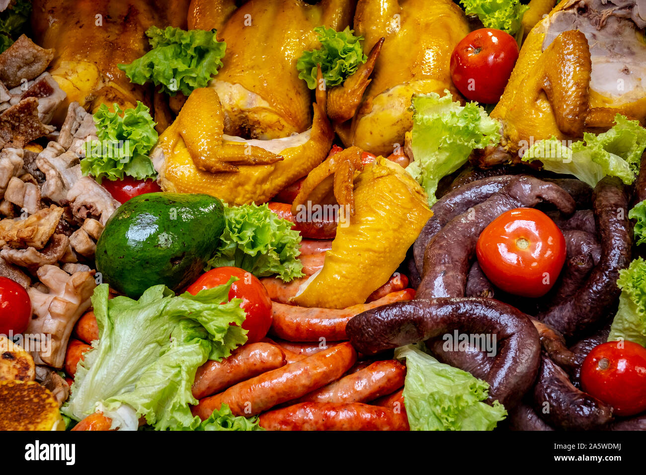 chicken, sausage, black pudding, pork rinds, avocado, pollo, chorizo ...