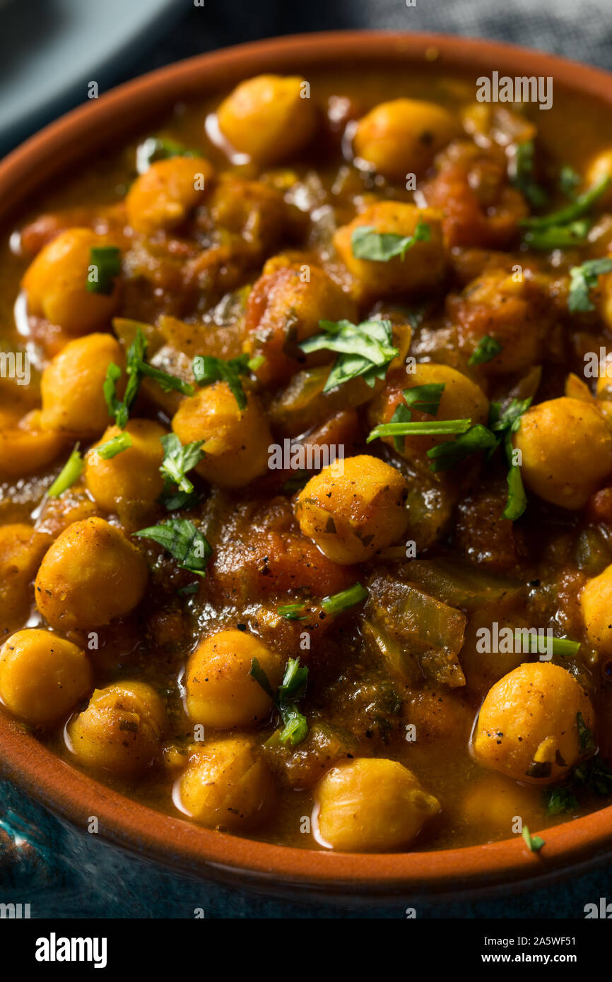Homemade Indian Chickpea Chana Masala with Rice and Roti Stock Photo ...