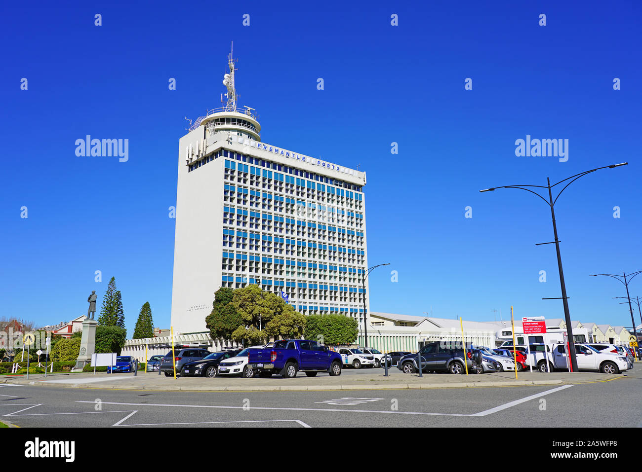 FREMANTLE, AUSTRALIA -3 JUL 2019- View of the headquarters of Fremantle ...