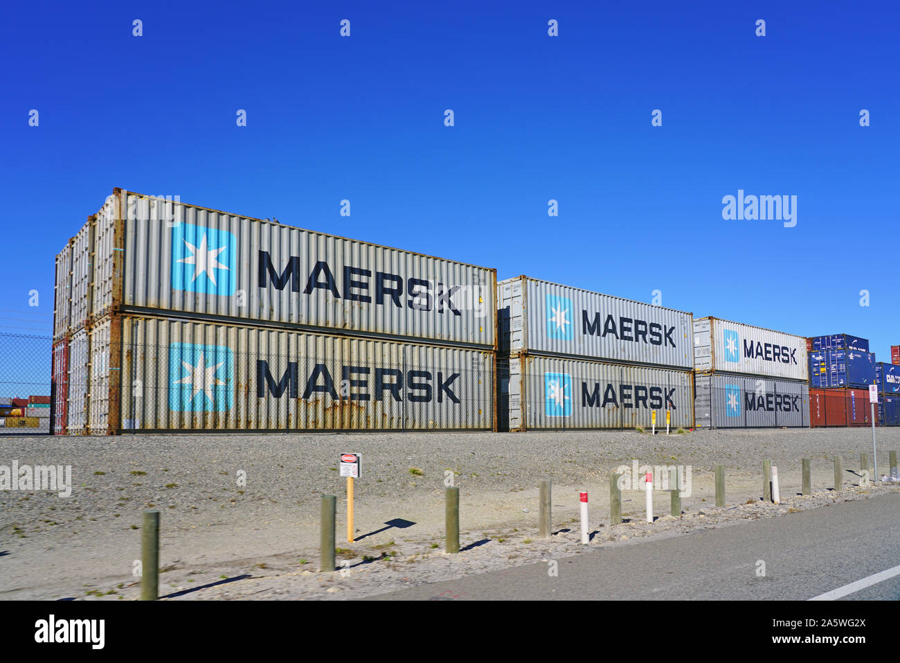 FREMANTLE, AUSTRALIA -3 JUL 2019- View of shipping containers from ...