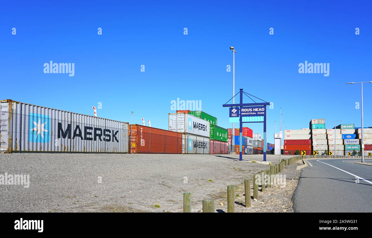 FREMANTLE, AUSTRALIA -3 JUL 2019- View of shipping containers from ...