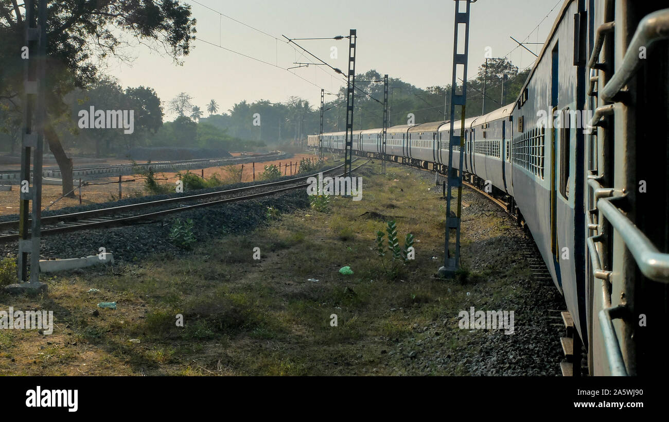 Slowly passing through,looking from a glassless 2nd class sleeper ...