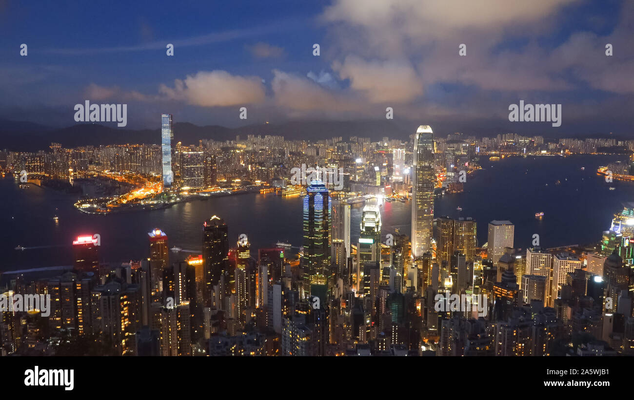 night time at the peak in hong kong Stock Photo - Alamy