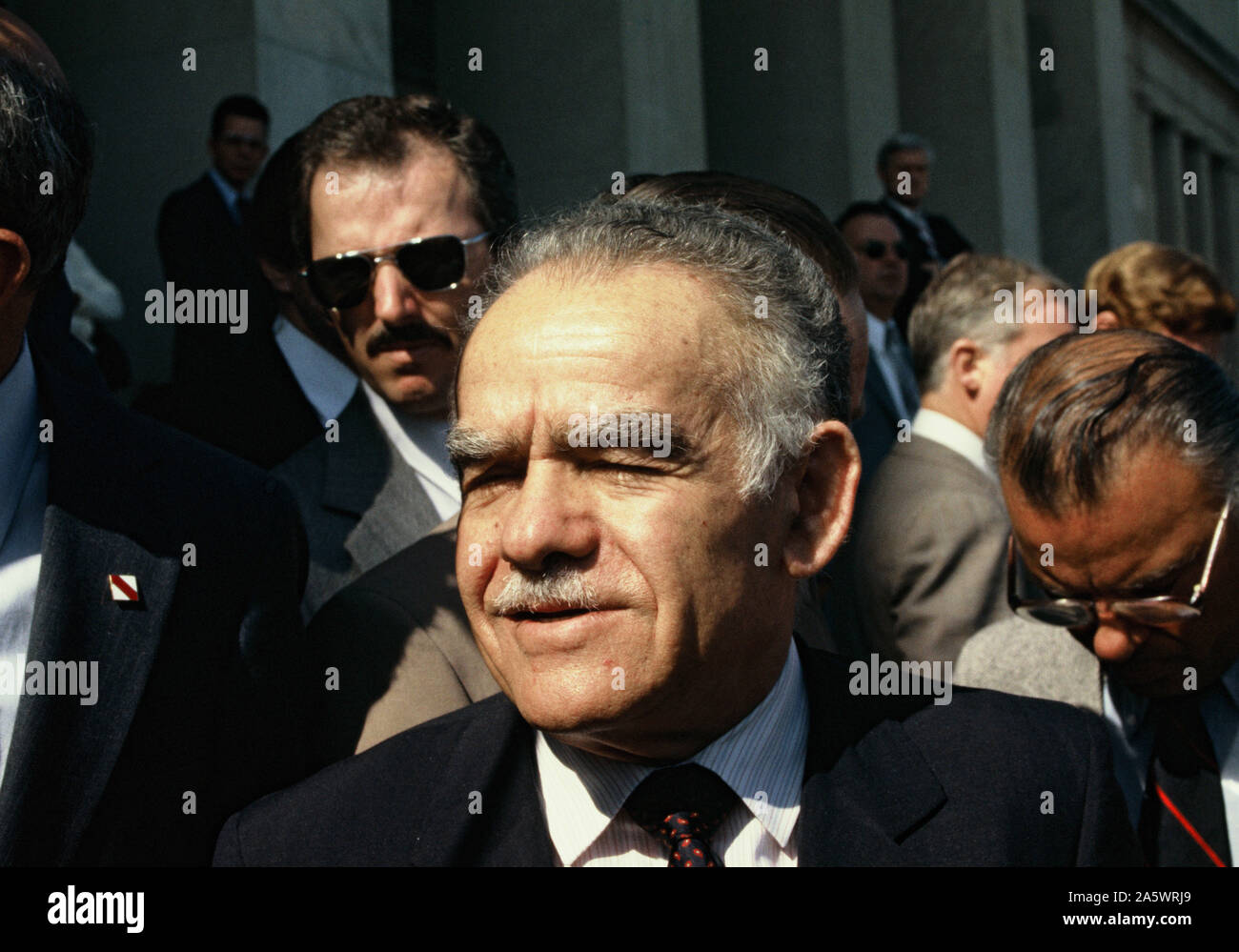 Yitzhak Shamir,Prime Minister of Israel talks to press after a meeting ...