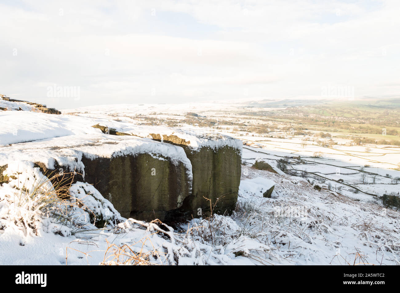 Winter comes to Ilkley moor. Yorkshire Stock Photo - Alamy