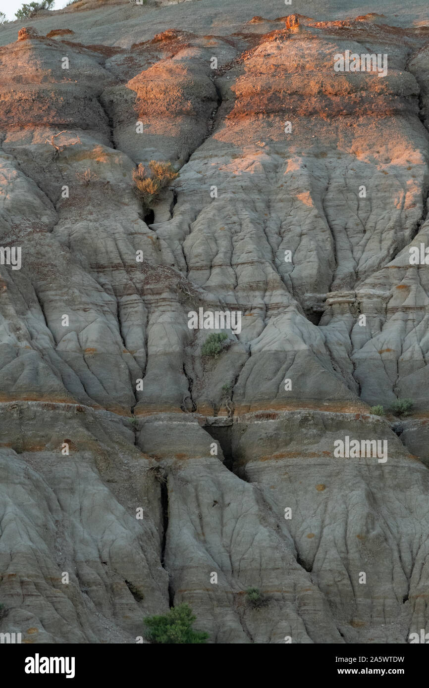 Texture of Hoodoos in Theodore Roosevelt National Park in afternoon ...