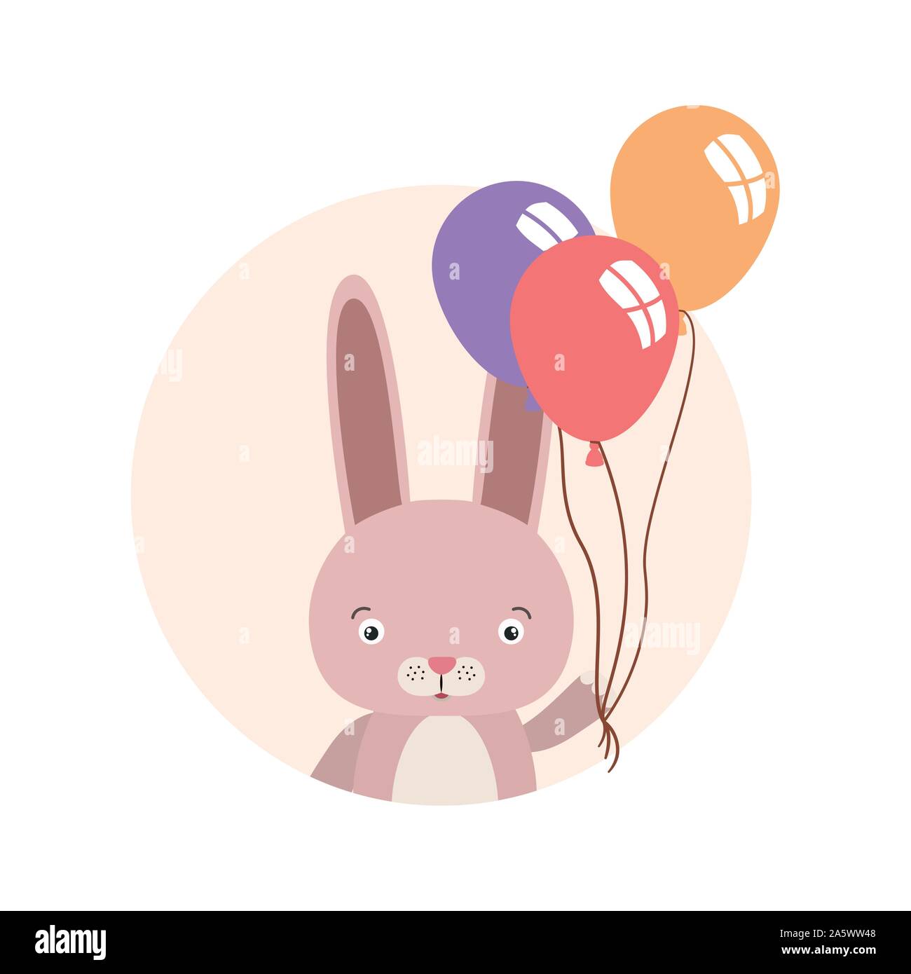 cute little rabbit with balloons helium character Stock Vector Image ...