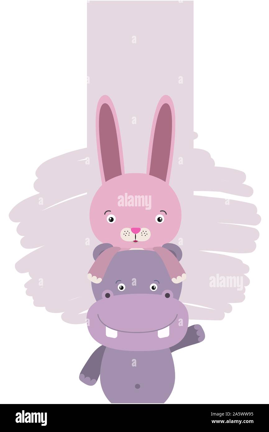 cute little hippo and rabbit character Stock Vector Image & Art - Alamy