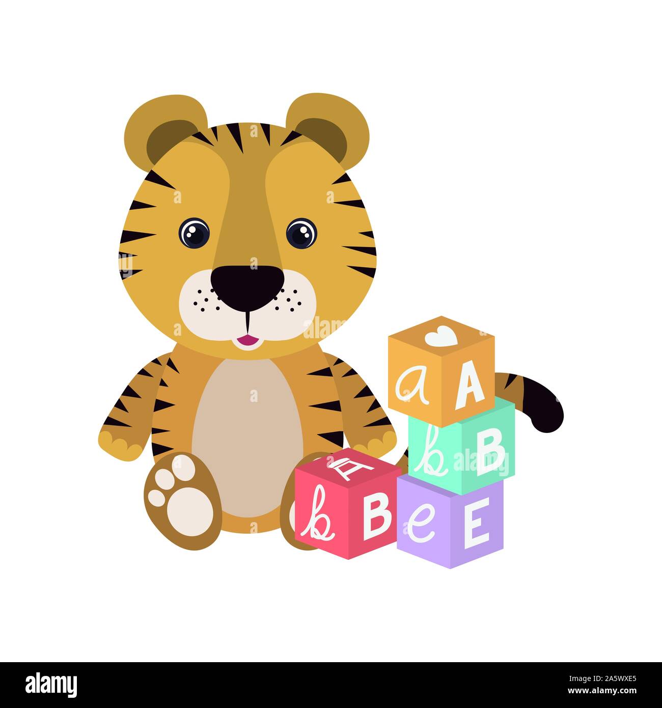 cute little tiger with blocks toys character Stock Vector Image & Art ...
