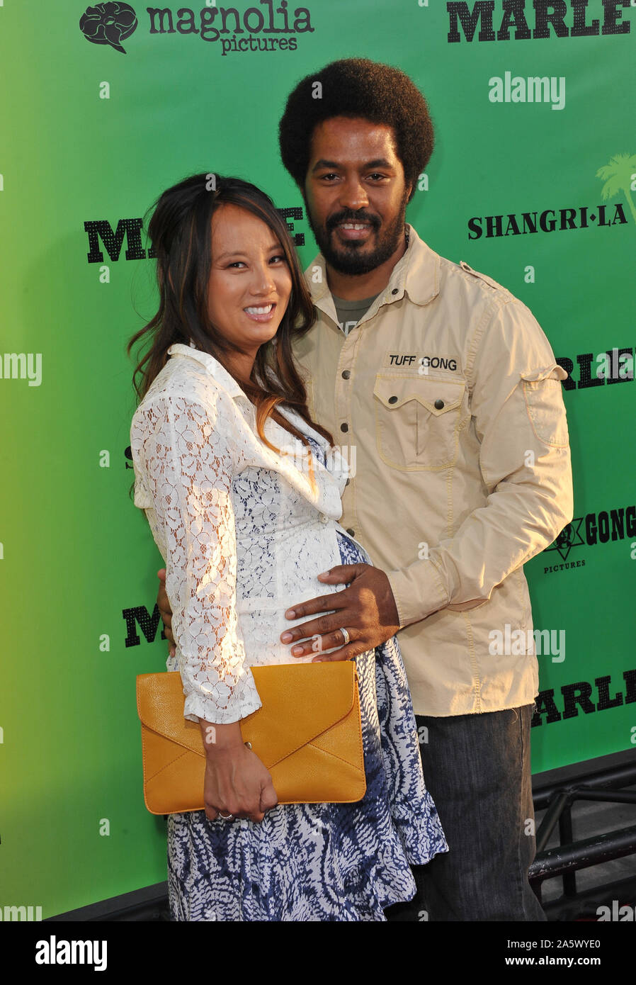 LOS ANGELES, CA. April 17, 2012: Robbie Marley & wife Ashley at the Los ...