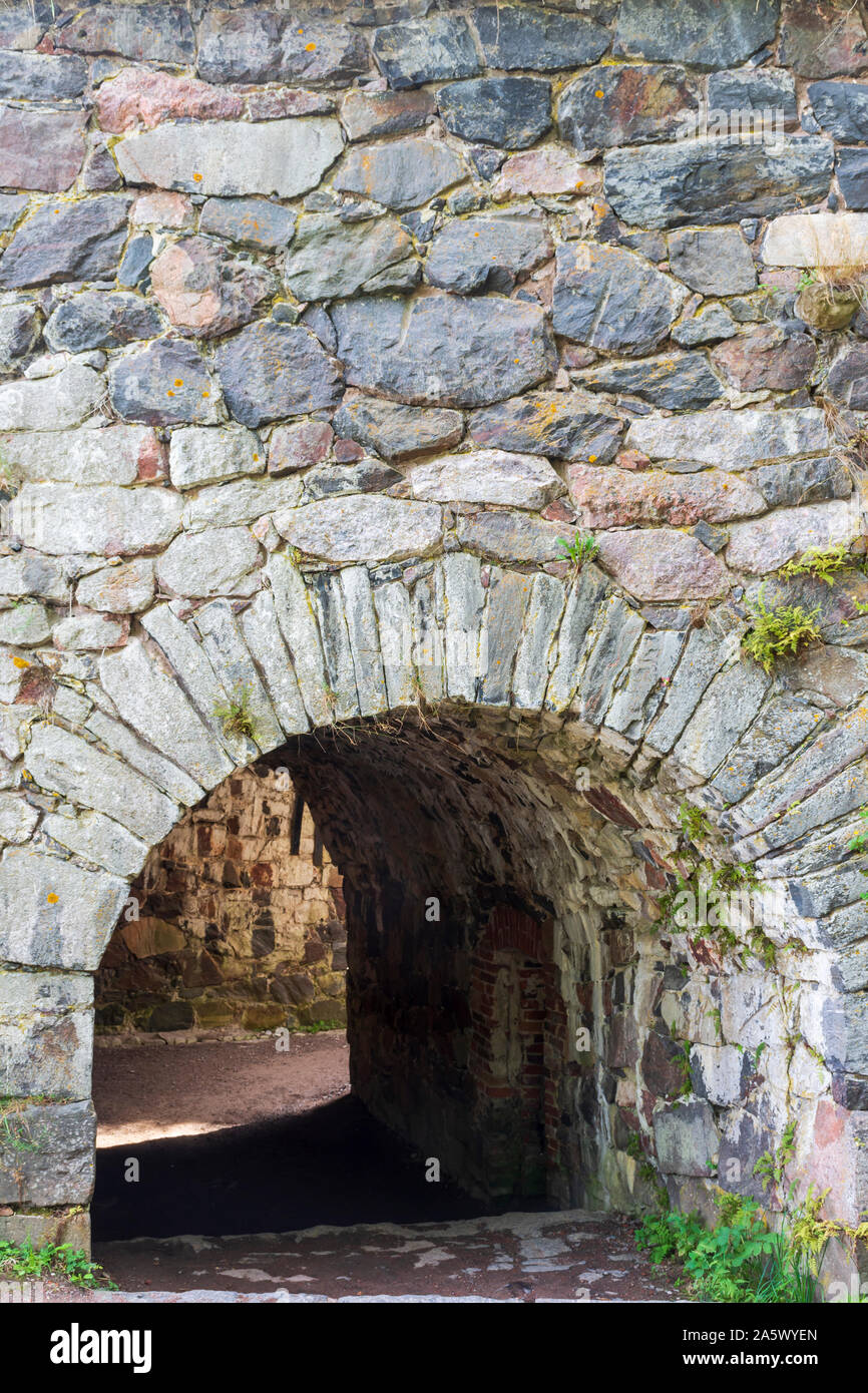 Old stone walls of Suomenlinna fortress island in Helsinki Finland ...