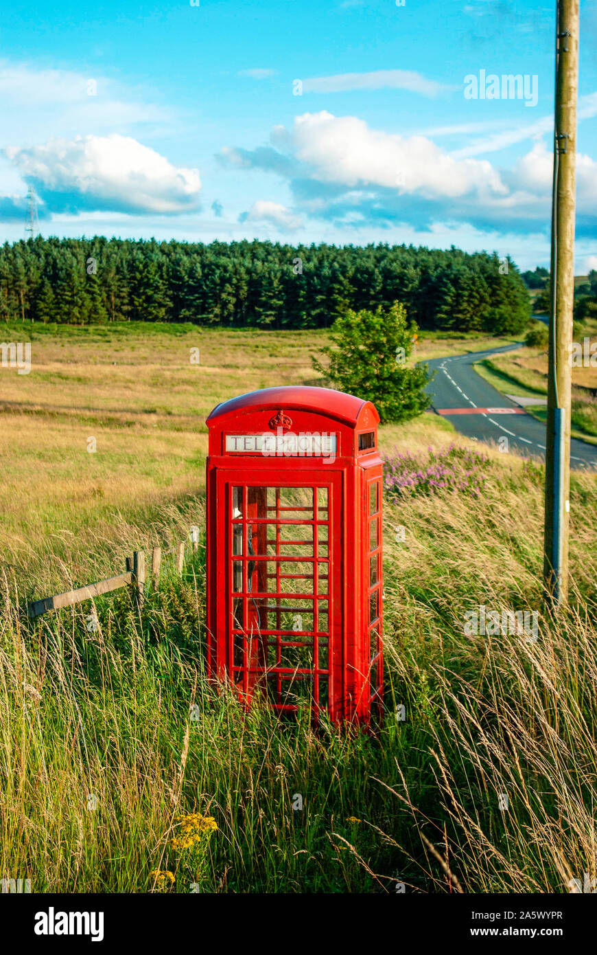 Red telephone box in field hi-res stock photography and images - Alamy