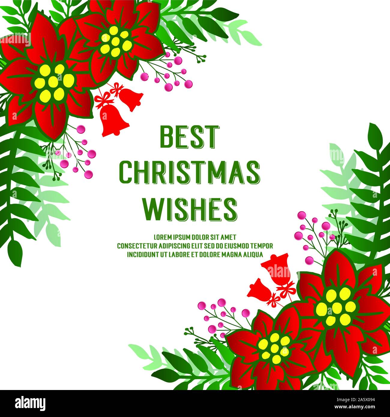 Card design best christmas wishes, with decoration art of colorful ...