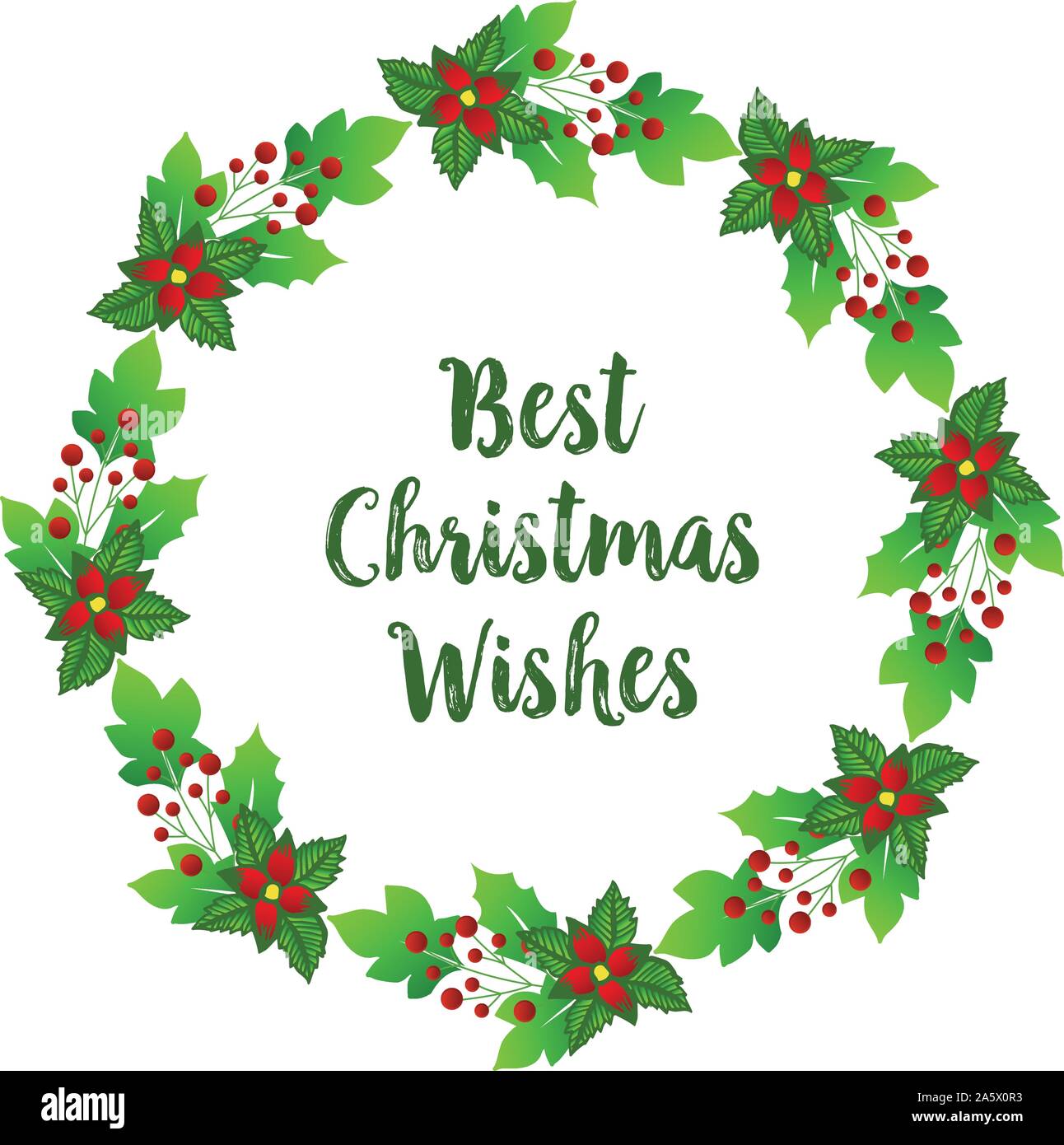 Calligraphy text of best christmas wishes, with shape circle of red ...