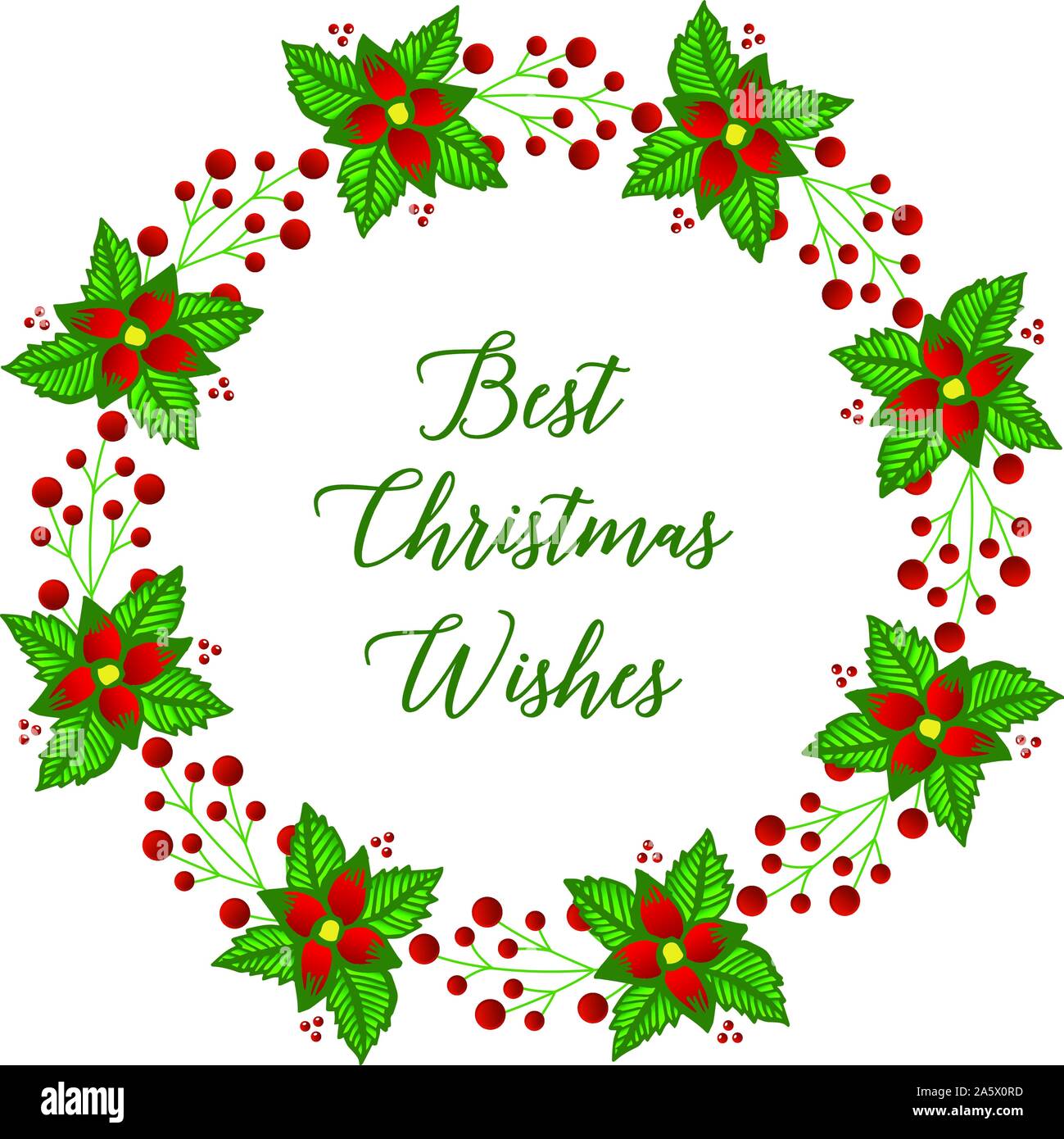 Calligraphy text of best christmas wishes, with shape circle of red ...