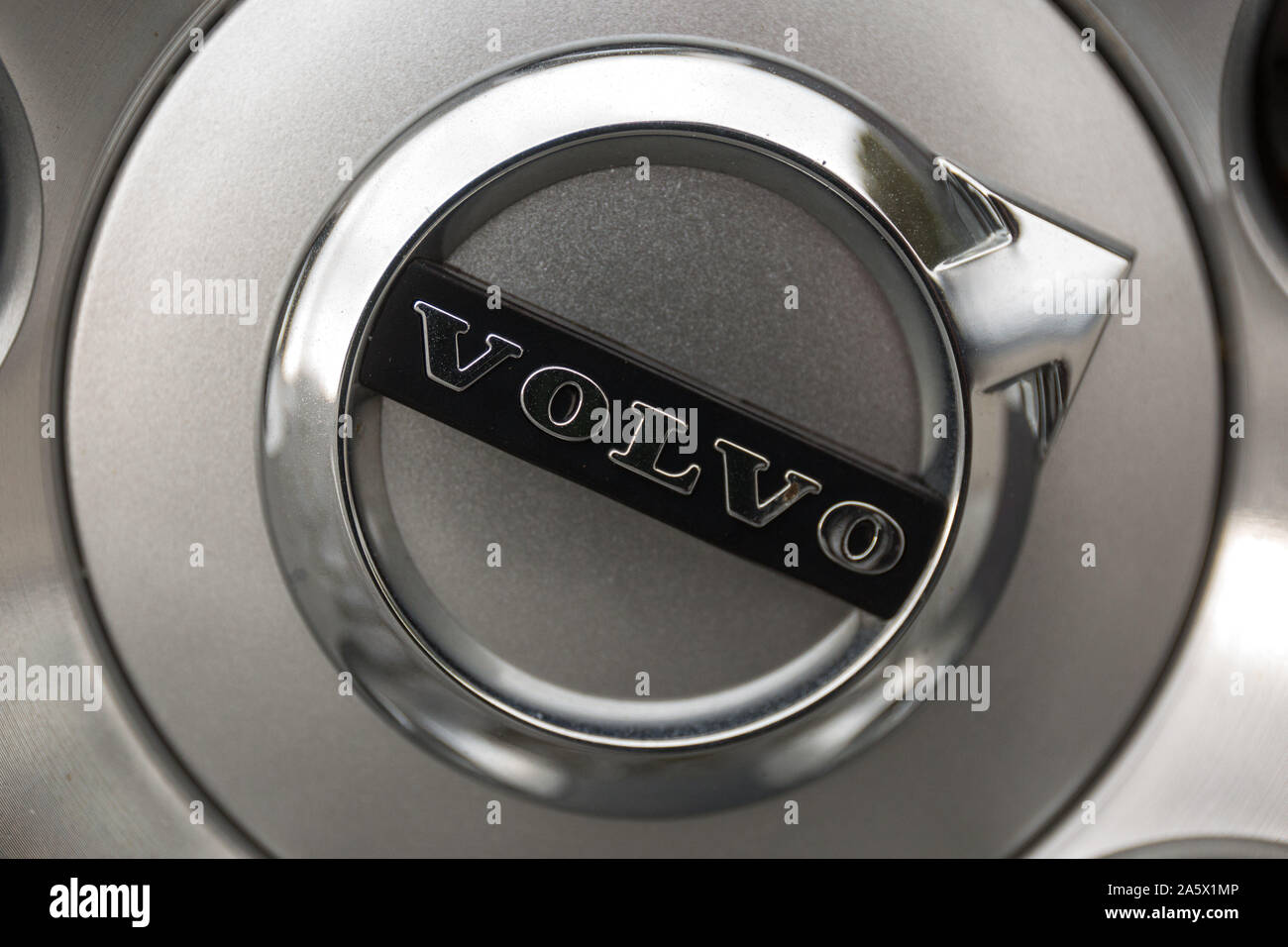 Gothenburg, Sweden. 19th Oct, 2019. A brand logo seen on the alloy ...