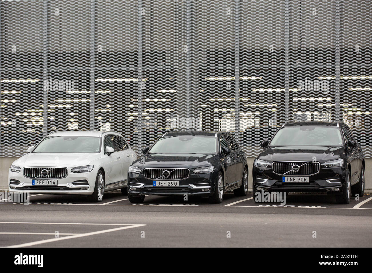 Gothenburg, Sweden. 19th Oct, 2019. A view of Parked Volvo vehicles at ...