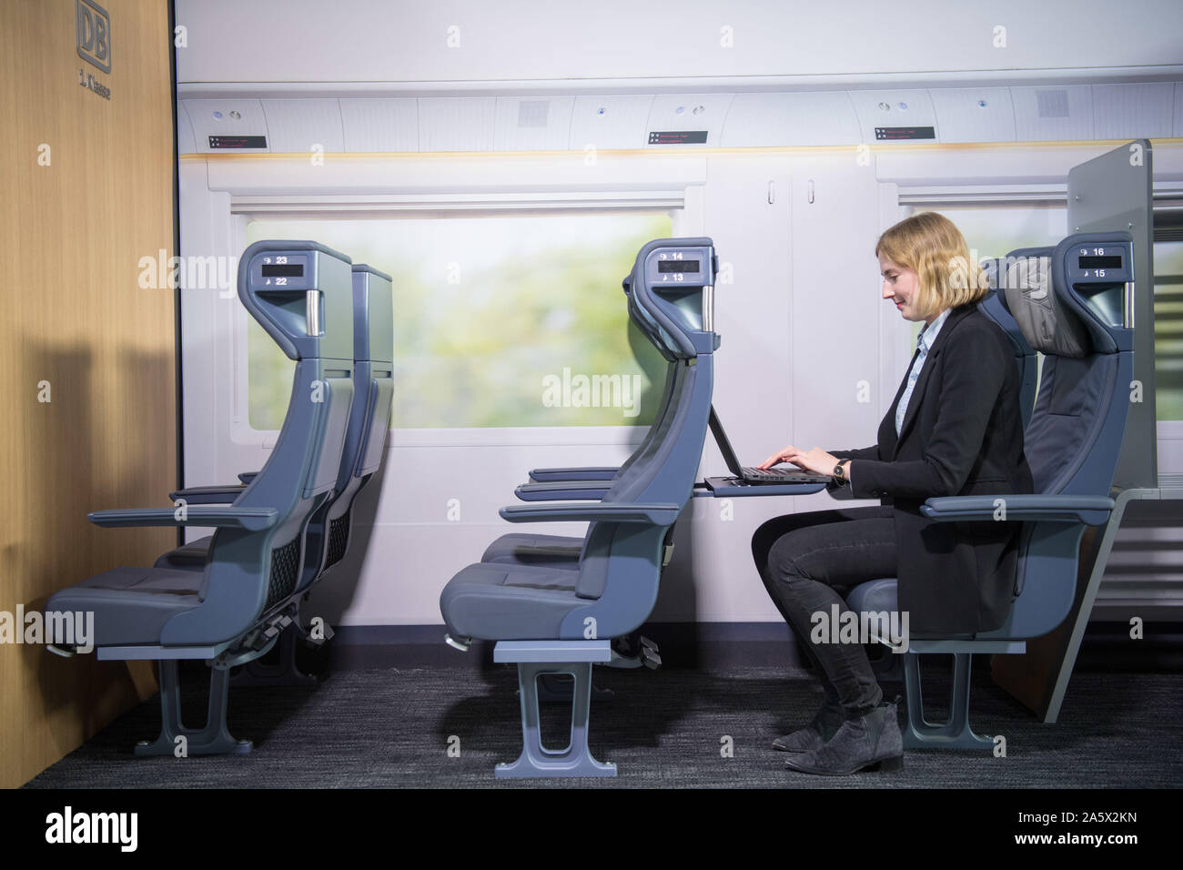 Berlin, Germany. 22nd Oct, 2019. Mirjam from DB Fernverkehr sits in the ...