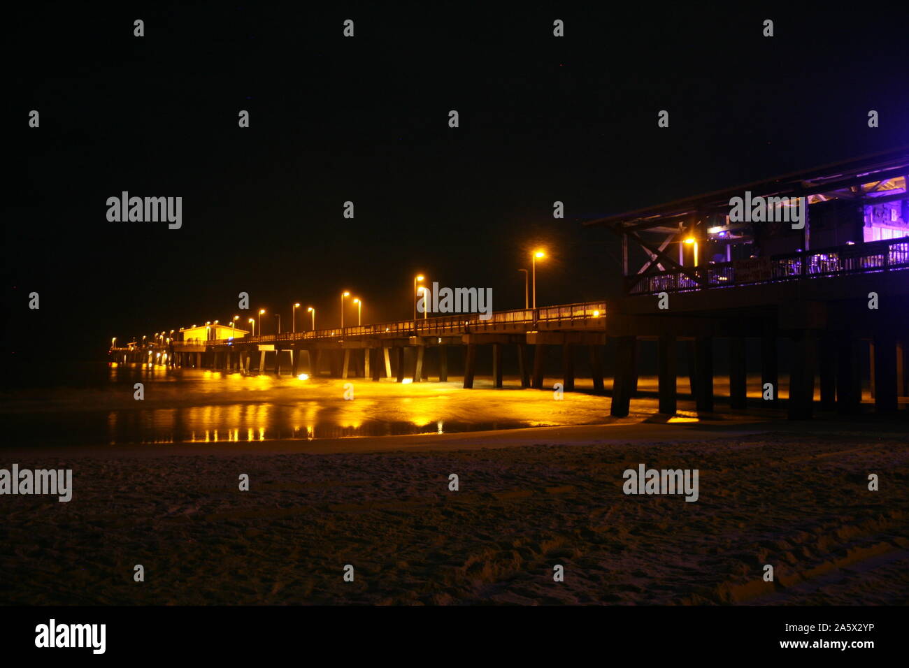 Gulf Shores Pier at Night (5am Stock Photo - Alamy