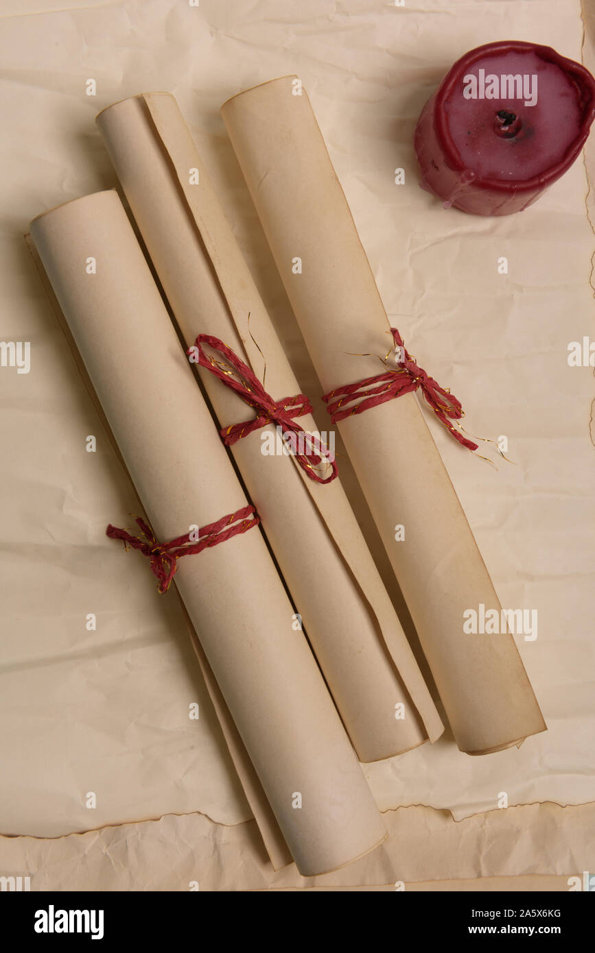 old tied up letters, view from above Stock Photo - Alamy