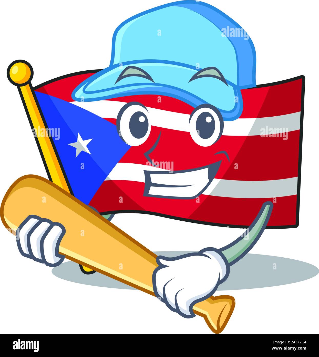 Playing baseball flag puerto rico in the cartoon Stock Vector Image ...