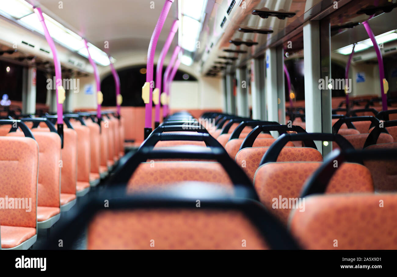 empty modern style new bus inside view Stock Photo - Alamy