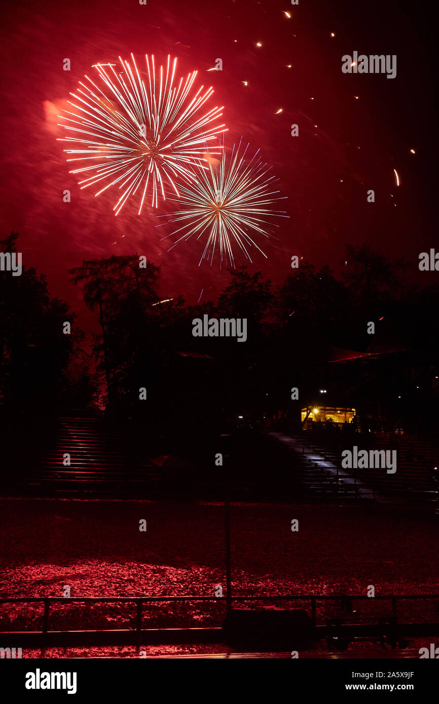 Beautiful red firework in hi-res stock photography and images - Alamy