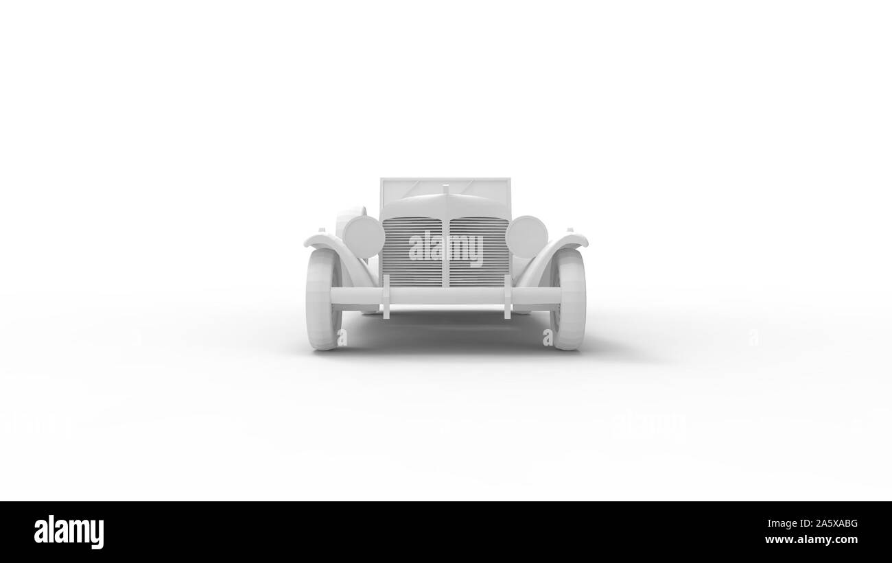 3d rendering of a vintage roadster car isolated in white background ...