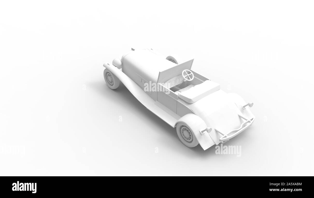 3d rendering of a vintage roadster car isolated in white background ...