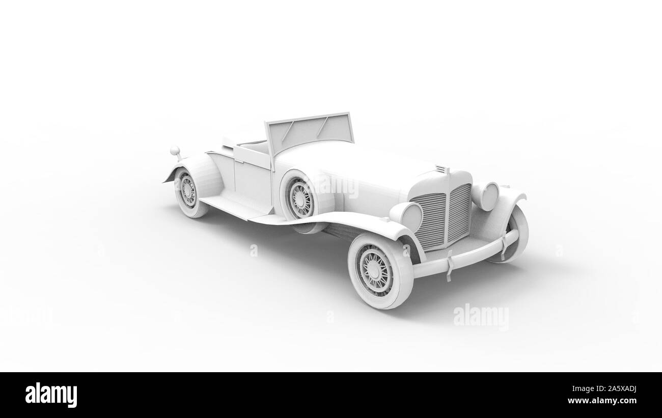 3d rendering of a vintage roadster car isolated in white background ...