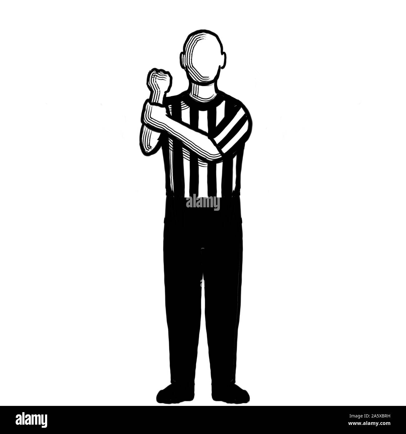 Black and white illustration showing a basketball referee or official ...