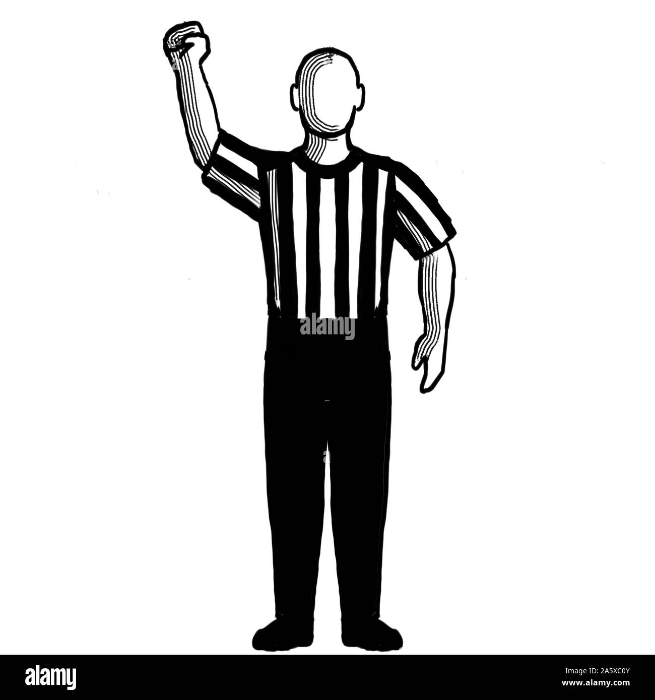 Black and white illustration of a basketball referee or official with ...