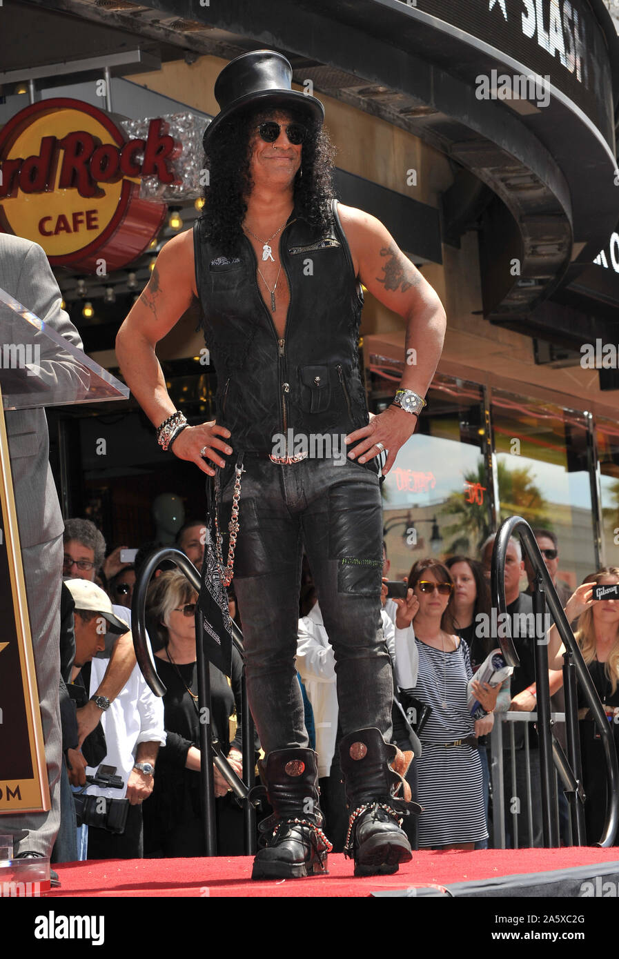 LOS ANGELES, CA. July 10, 2012: Rock guitarist Slash on Hollywood Blvd ...