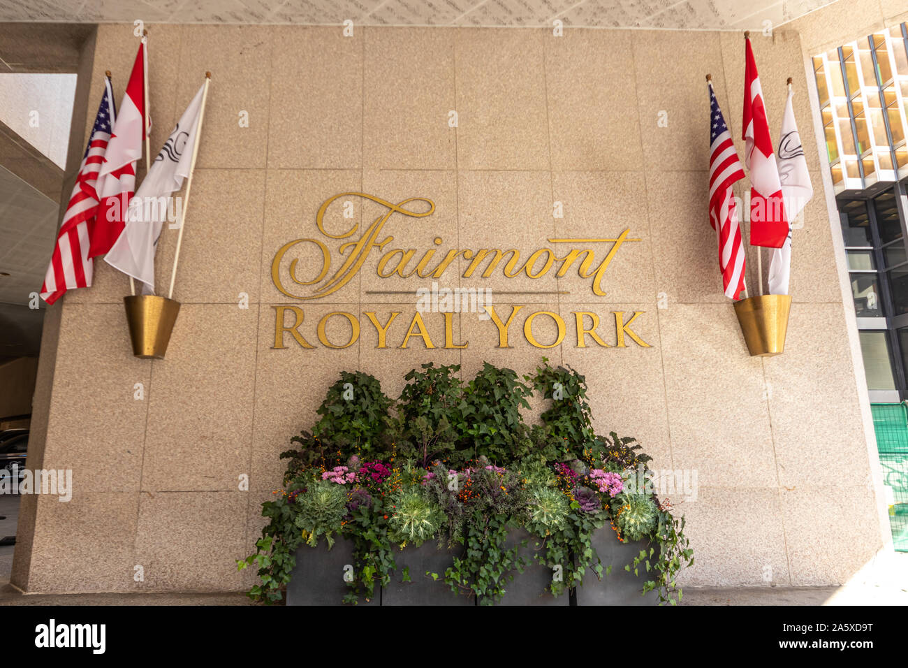 Sign at the main entrance to the famous Fairmont Royal York Hotel in ...
