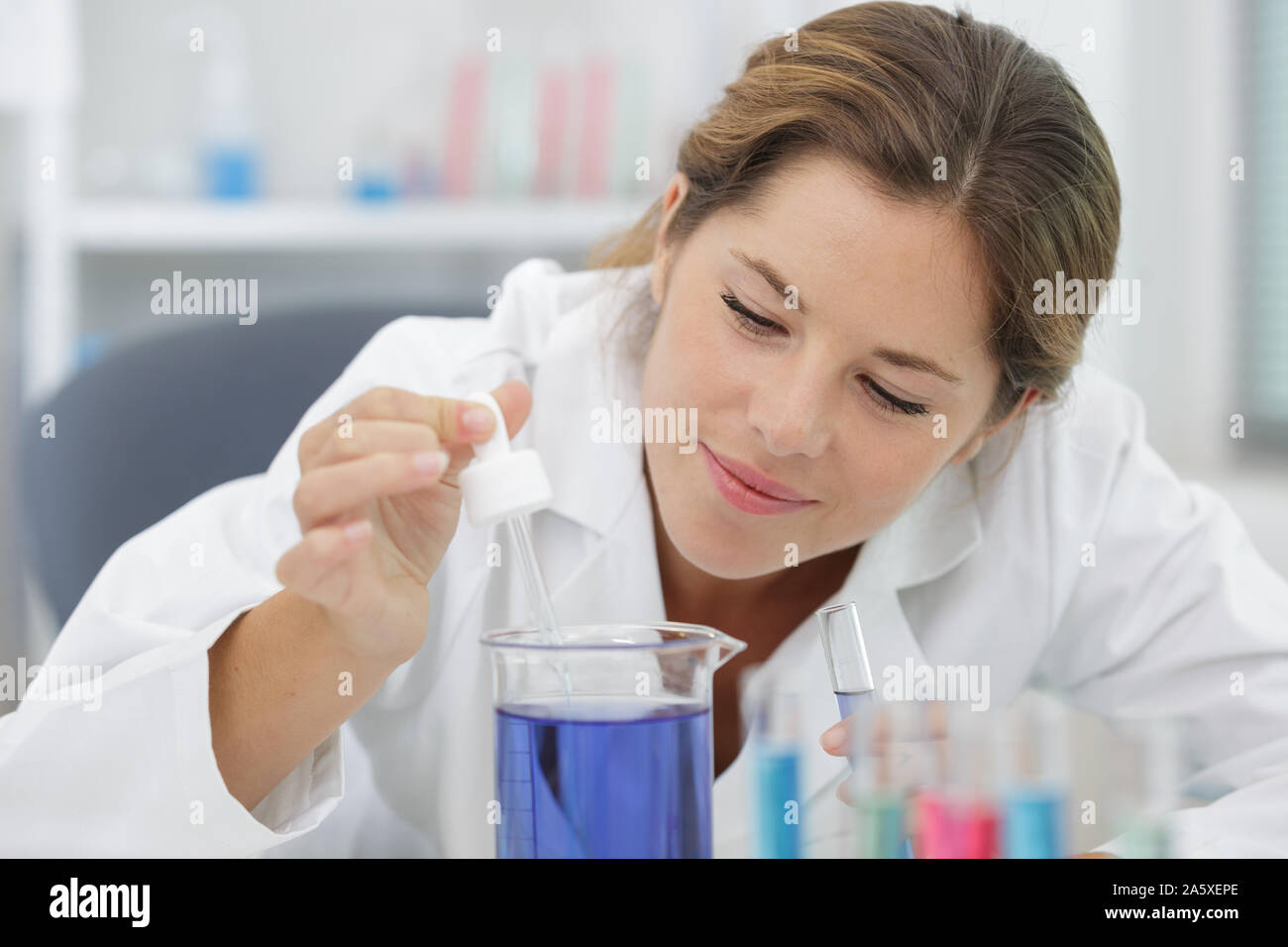 beautiful scientist doing science experiment in laboratory Stock Photo ...