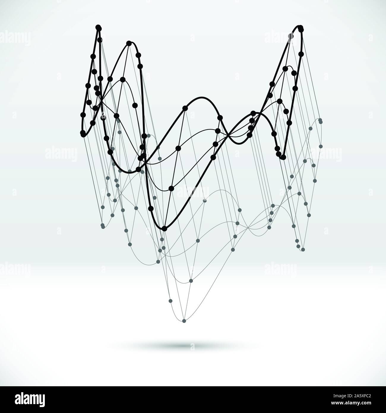 Abstract 3D wireframe shape with connected structure Stock Vector Image ...