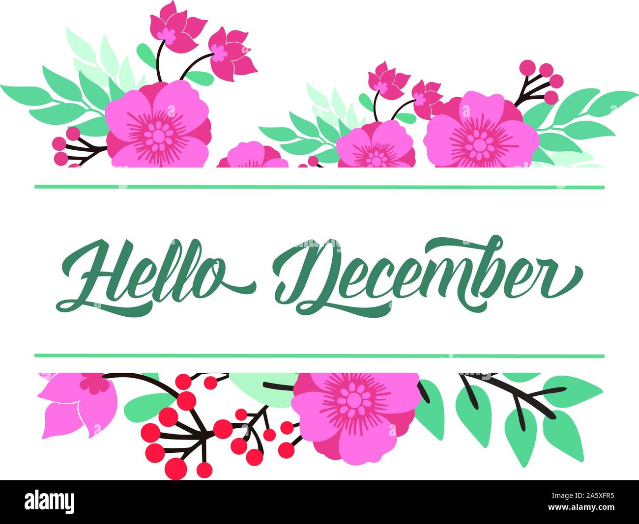 Motif of modern pink wreath frame, for design element of card hello ...